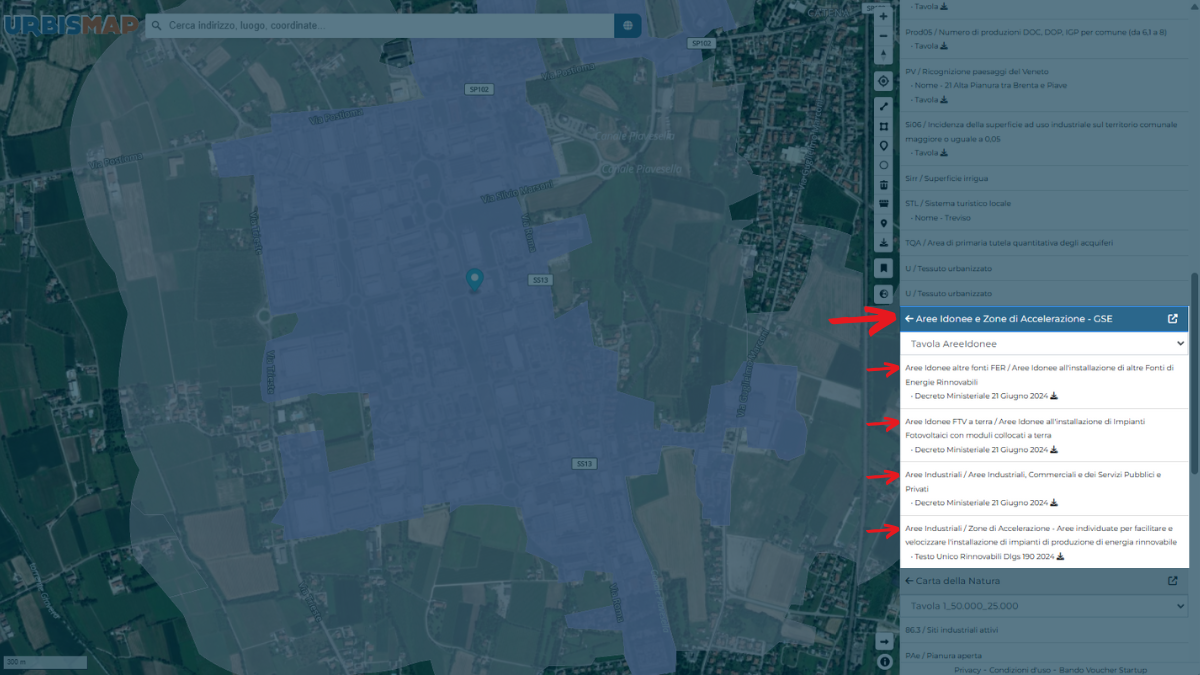 Mappa Aree Idonee e Zone di Accelerazione-GSE su UrbisMap