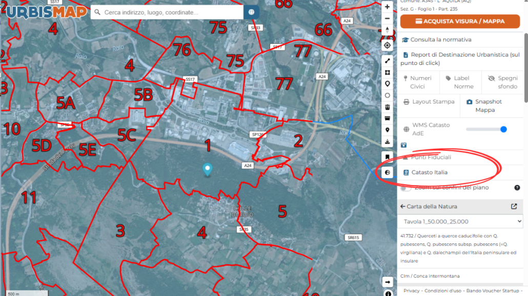 Mappa delle sezioni urbane catasto: online su UrbisMap